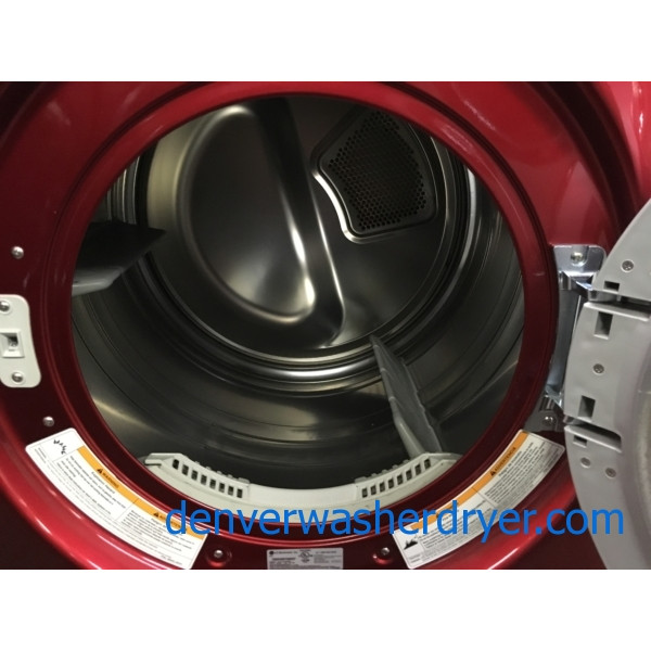 27" Wild Cherry Colored LG Front-Load Stackable Direct-Drive HE Steam ...