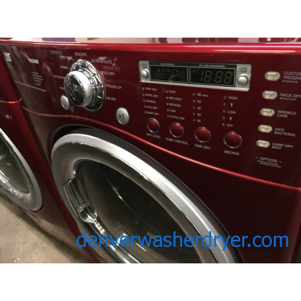 27" Wild Cherry Colored LG Front-Load Stackable Direct-Drive HE Steam ...