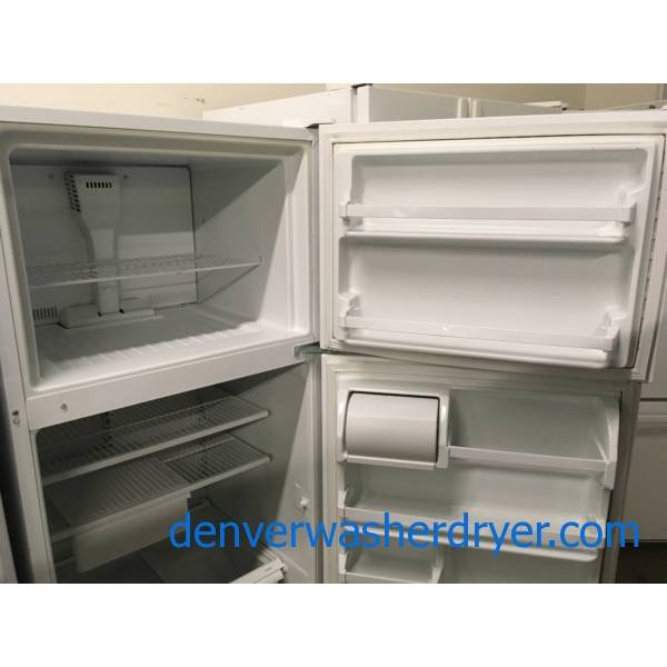 Two White Top-Mount Refrigerators, 18.0 Cu.Ft. Roper AND 16.0 Cu.Ft. GE ...