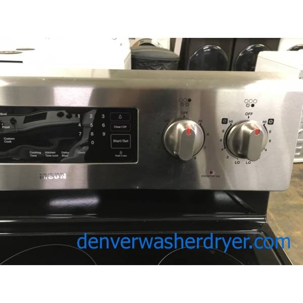 Stainless Samsung Electric Range, 5 Burners, Self/Steam Cleaning ...